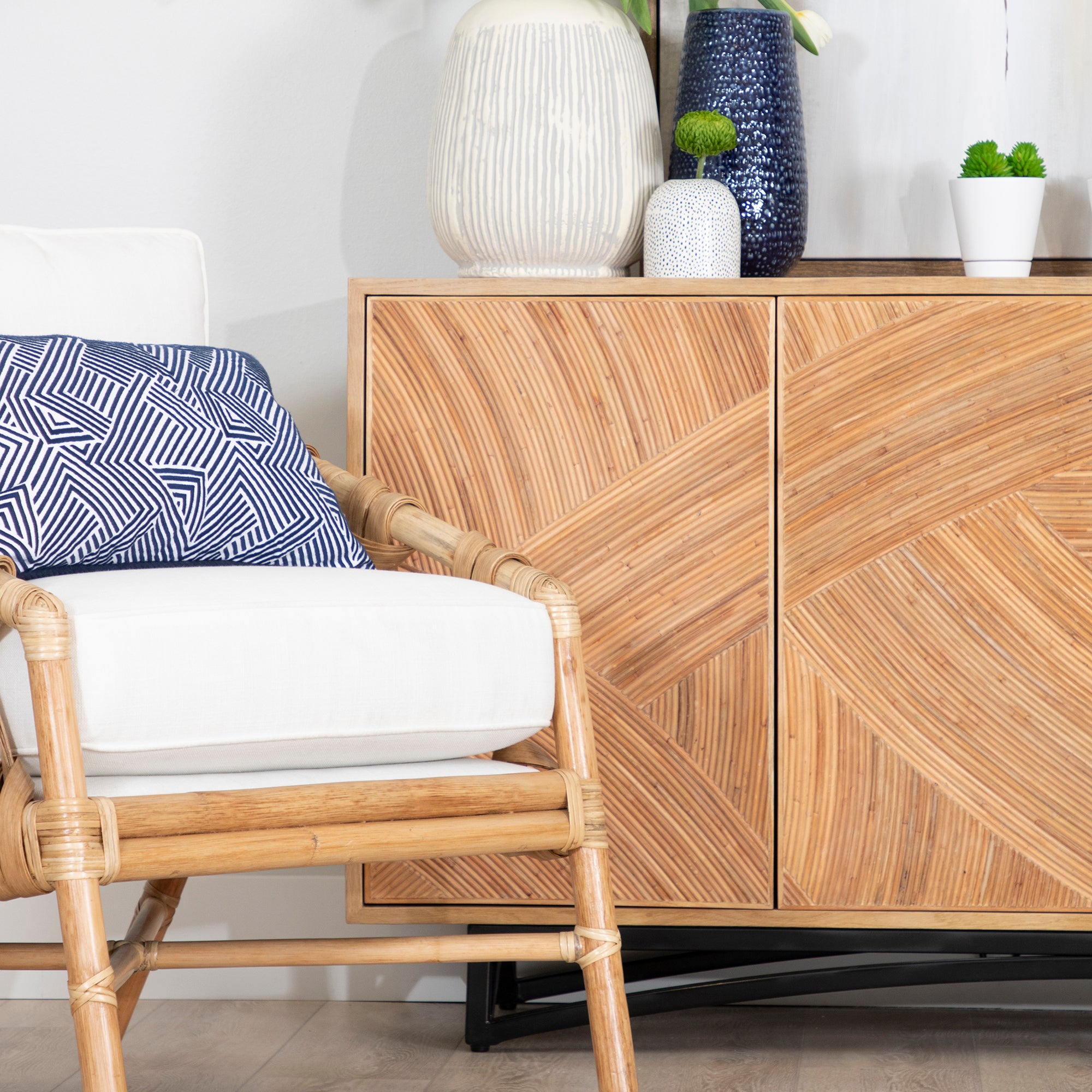 David Francis - Swirl Rattan Console Table – David Francis Furniture
